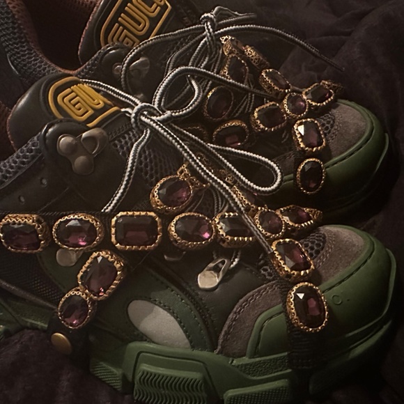 Gucci | Shoes | Gucci Flashtrek Sega Green Removable Crystal | Poshmark